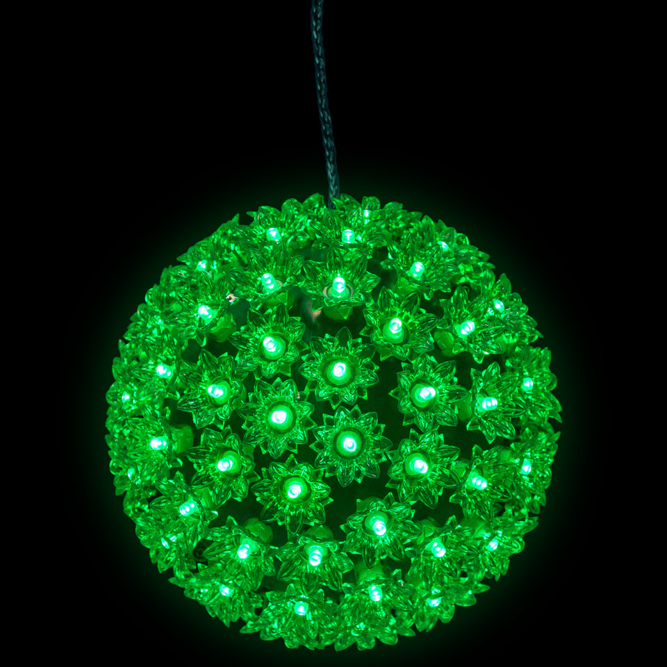 LED Lighted Starlight Sphere Outdoor Hanging Christmas Decoration- 7.5" - Green Lights ...